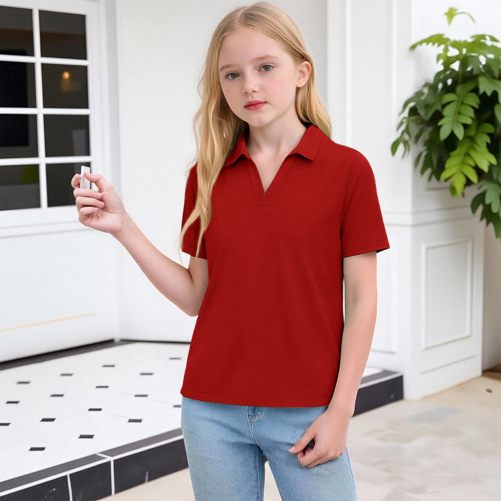Resicozy Girls Polo Shirts Golf Tennis School Uniform Short Sleeve T ...