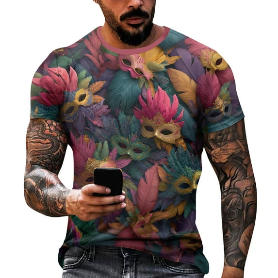 Resicozy Mardi Gras T-Shirt for Men 2026 Funny Printed Holiday Casual ...