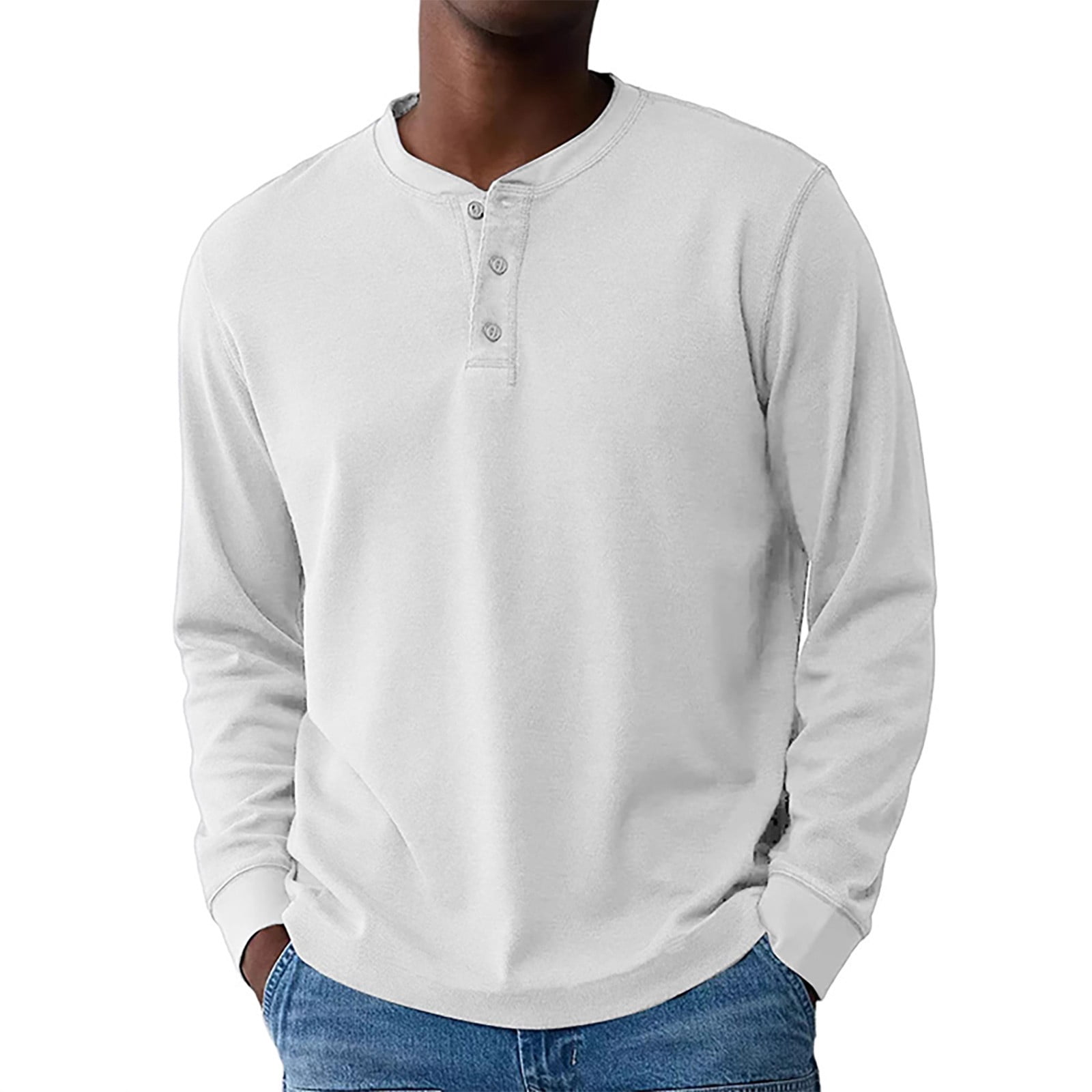 Resicozy Men's Henley Shirts Long Sleeve Fashion Lightweight Button ...