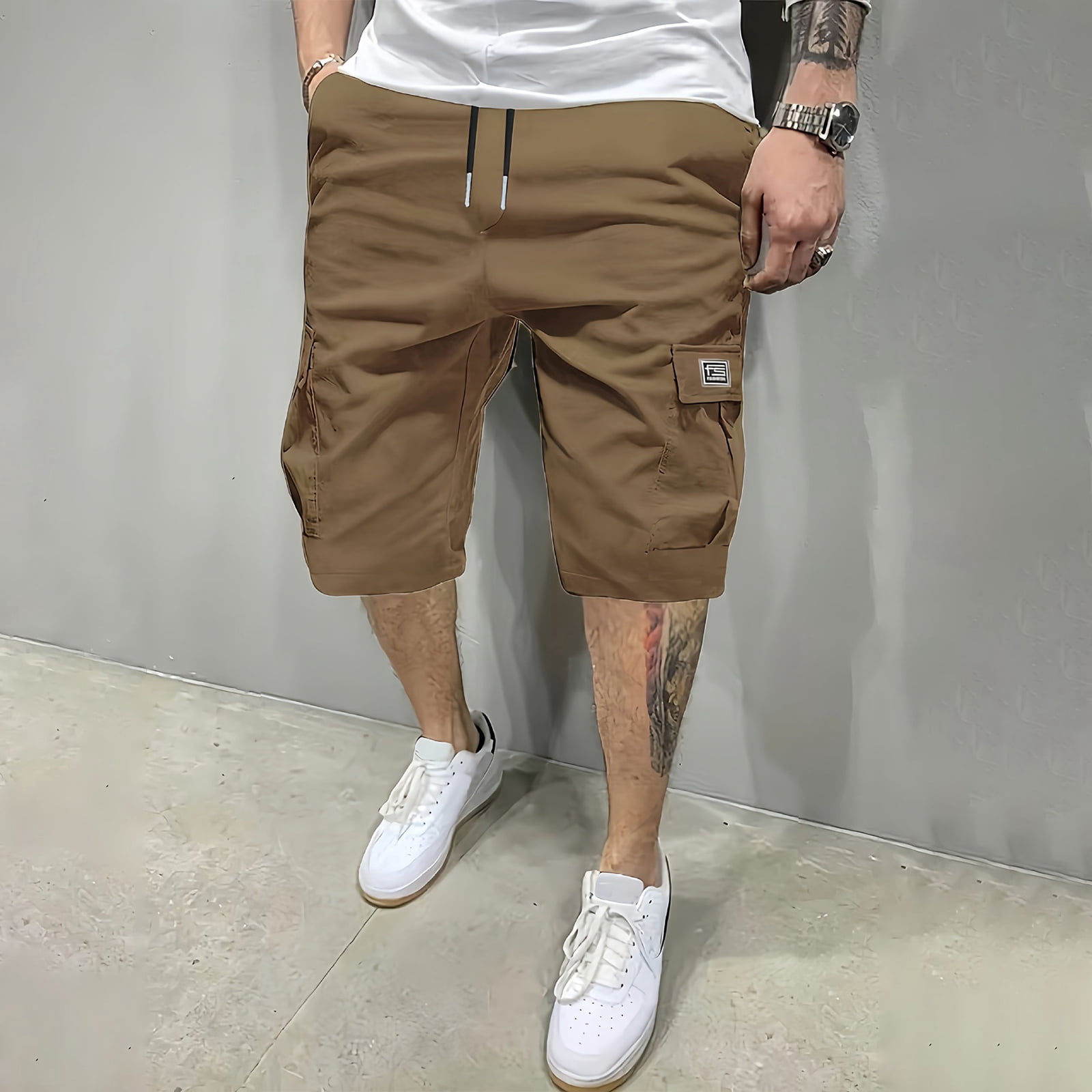 Resicozy Mens Casual Cotton Twill Cargo Shorts 2026 Drawstring Classic ...