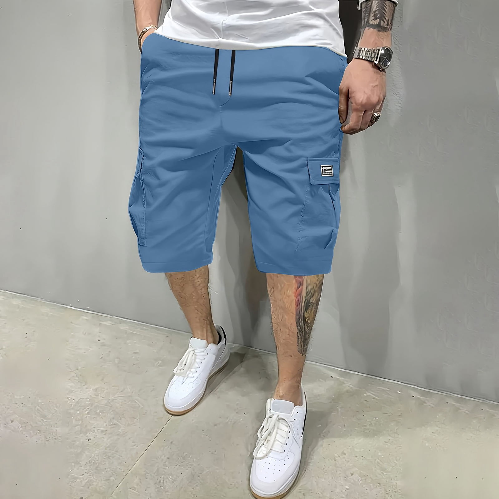 Resicozy Mens Casual Cotton Twill Cargo Shorts 2026 Drawstring Classic ...