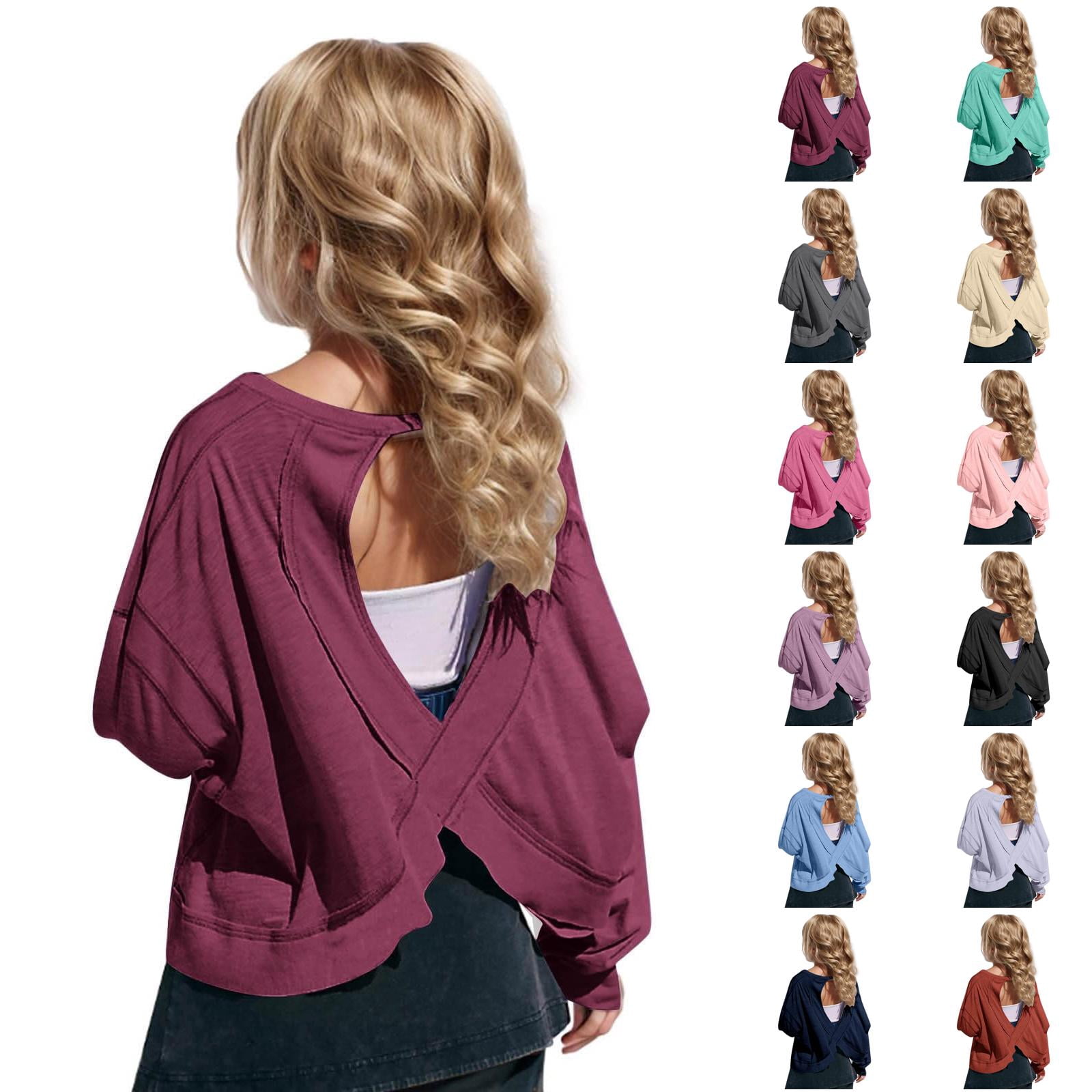 Resicozy Open Back Long Sleeve Shirt for Girls Trendy Athletic Shirts ...