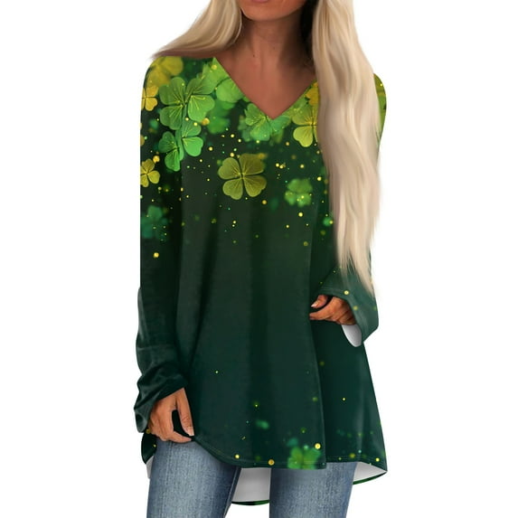 Resicozy St Patricks Day Shirt for Women Long Sleeve Shirts V Neck ...