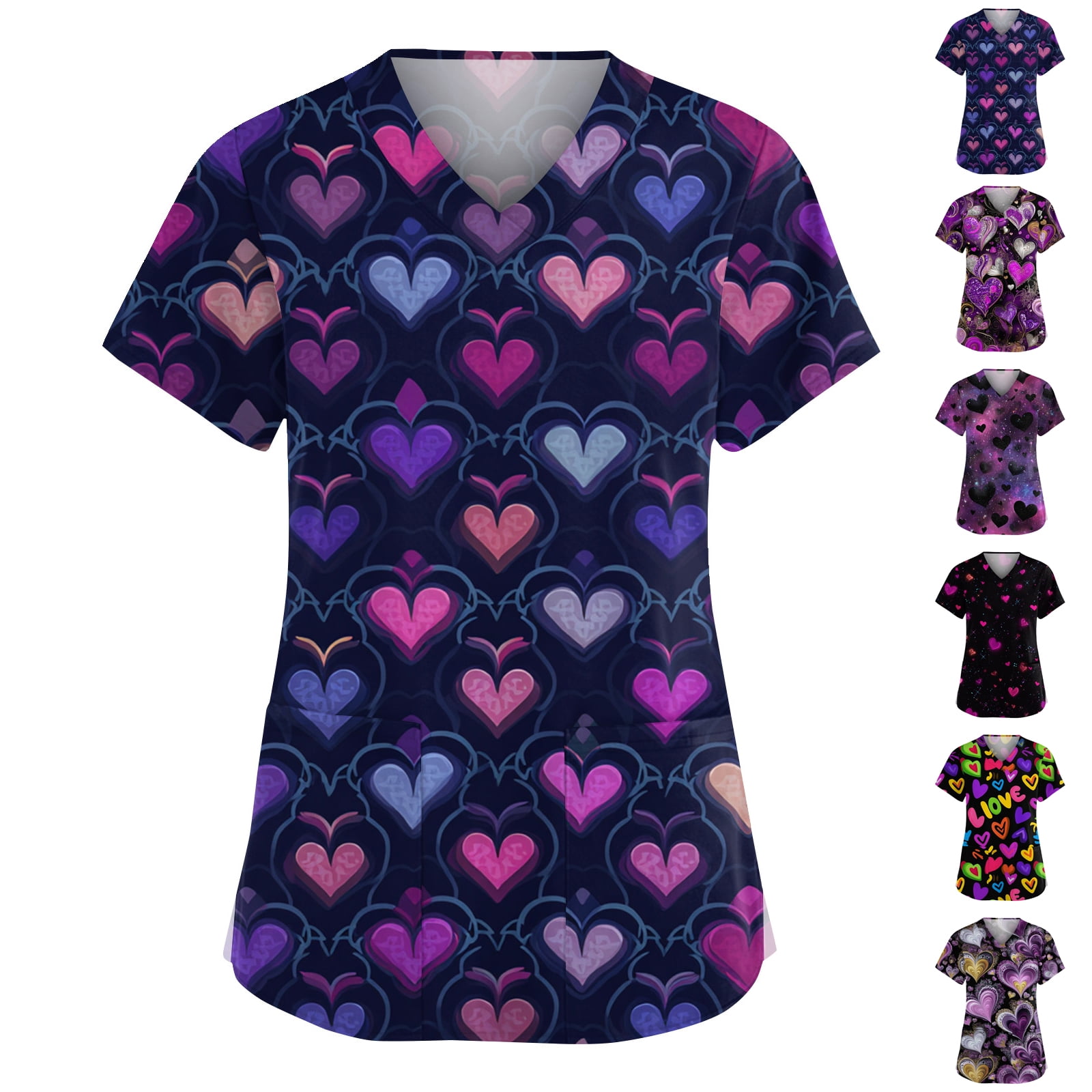 Resicozy Valentines Day Scrub Tops for Women Plus Size Trendy V Neck ...