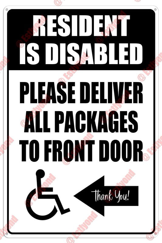 Resident Disabled Deliver Packages To Front Arrow Left Caution Warning ...