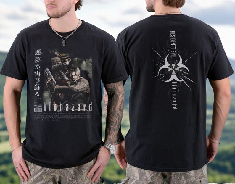 Resident Evil Biohazard Merch: Leon Kennedy Game T-Shirt, Retro ...