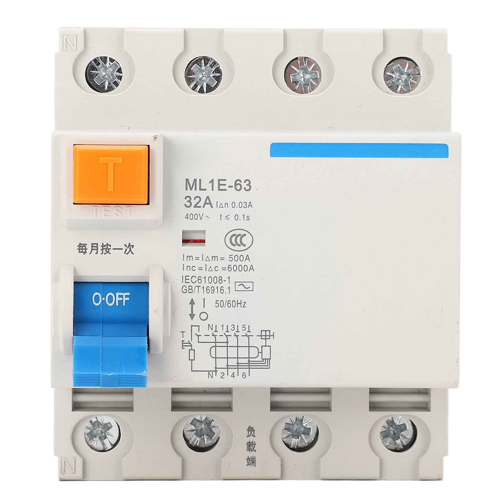 Residual Current Circuit Breaker Miniature 3P+N Overcurrent Protection ...