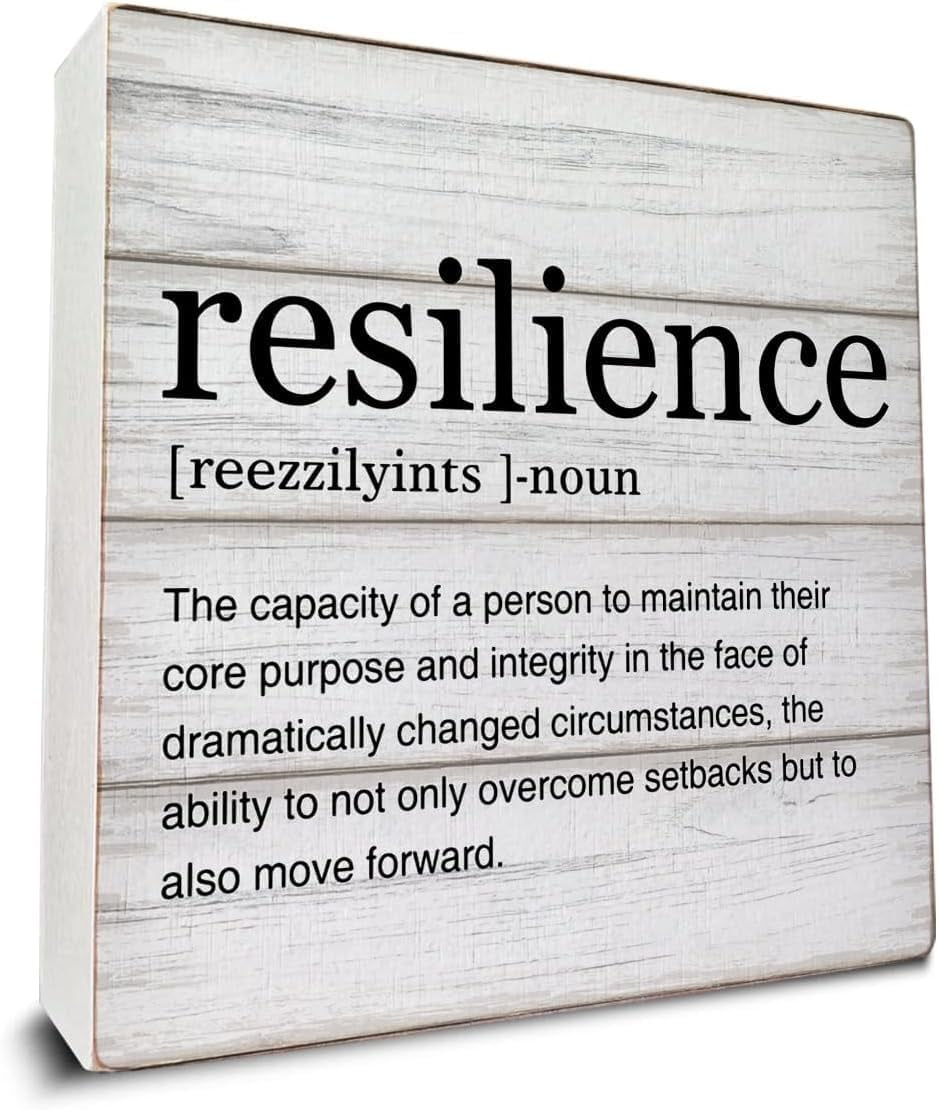 Resilience Definition Wooden Box Sign Positive Resilience Quotes Desk ...