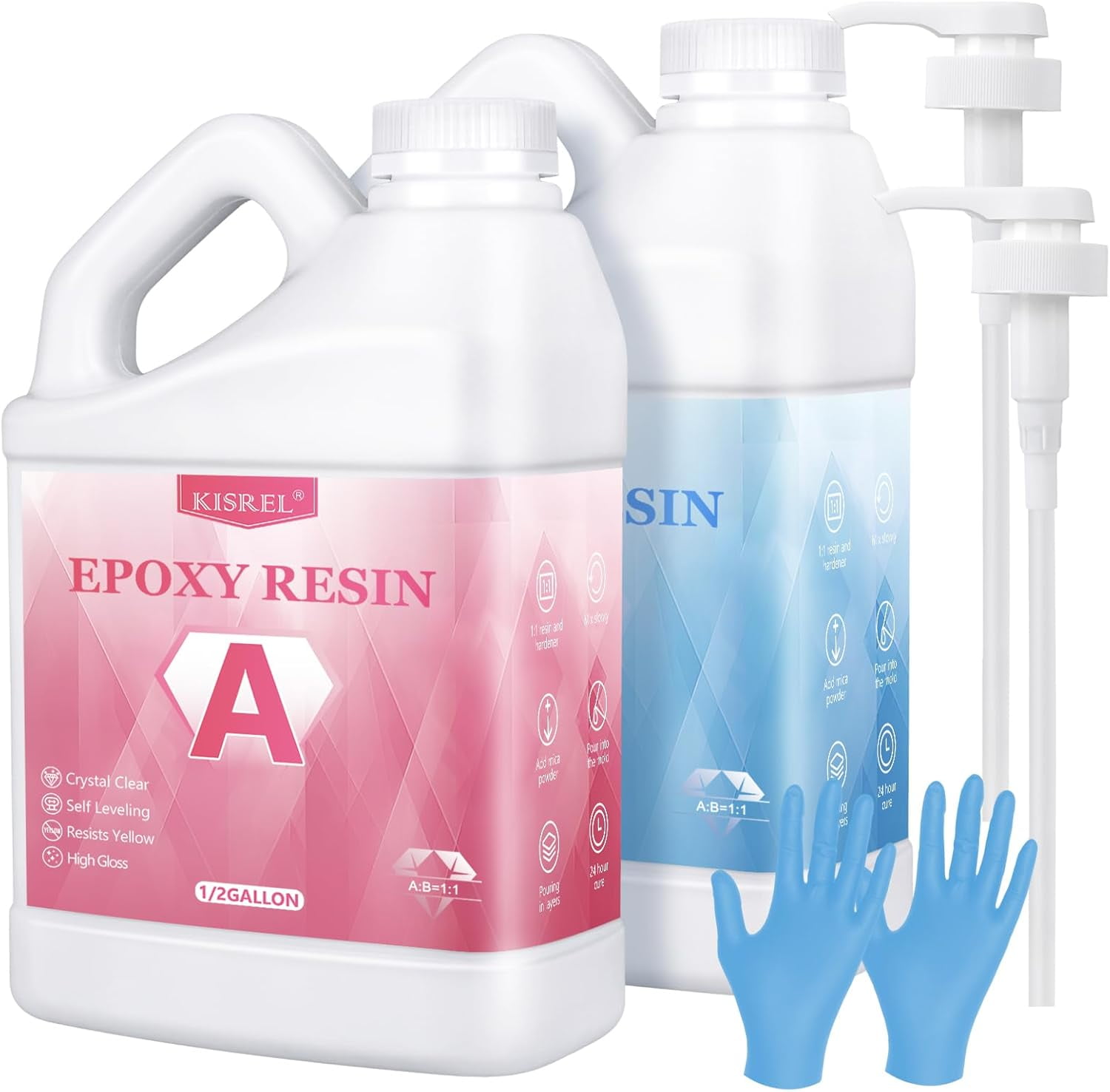 Resin 1Gallon - Crystal Clear Epoxy Resin Kit - No Yellowing No Bubble Art Resins Casting for ...