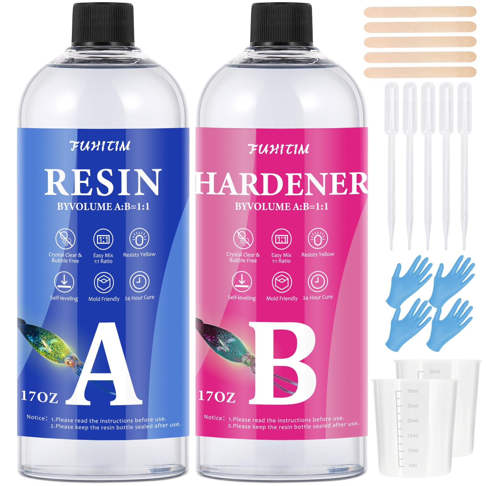 Resin 34OZTRDN - Resin Kit, Crystal Clear Resin Kit - Not Yellowing, No ...