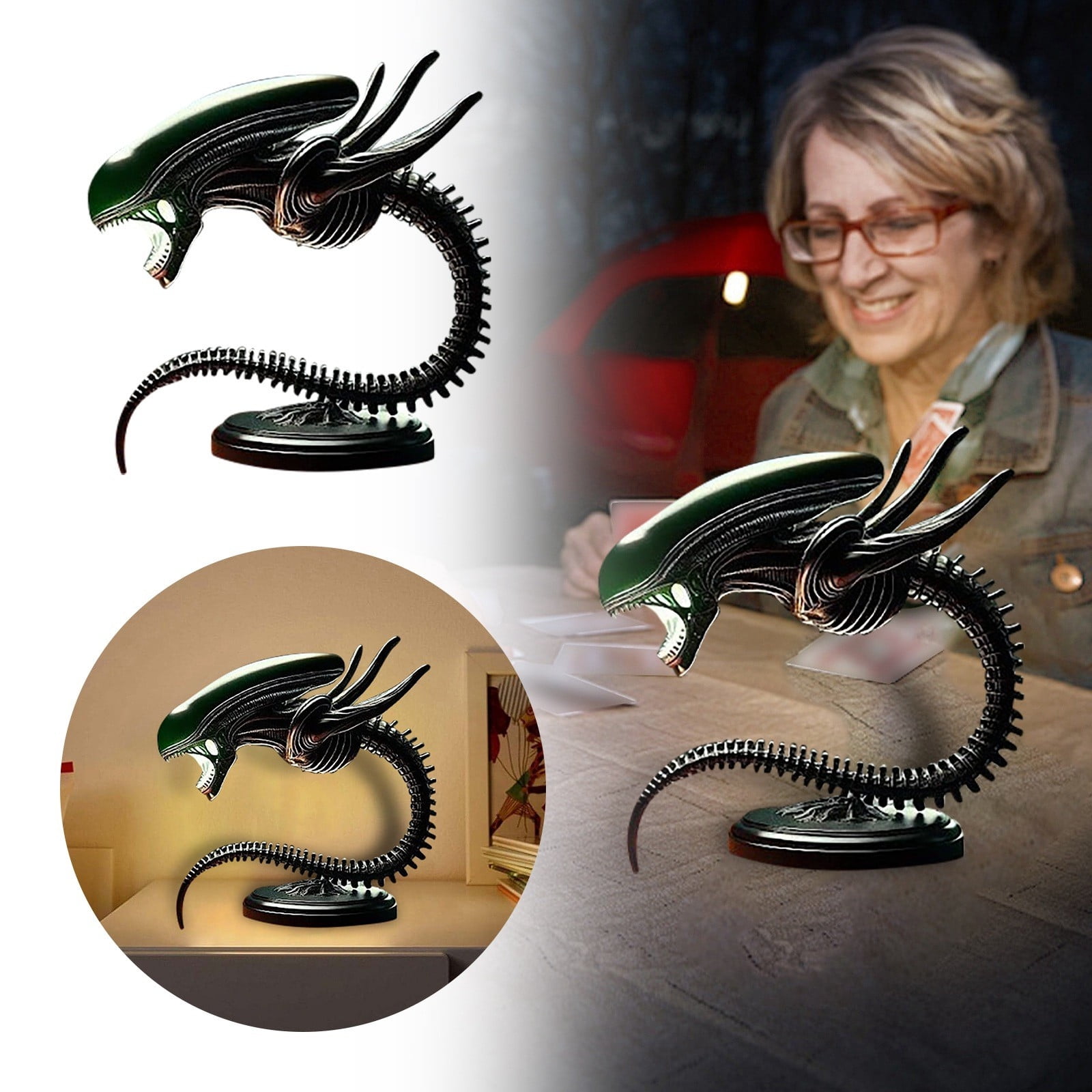 Resin Alien Themed Decorative Lamp With Tail Handle Unique 18CM USB ...