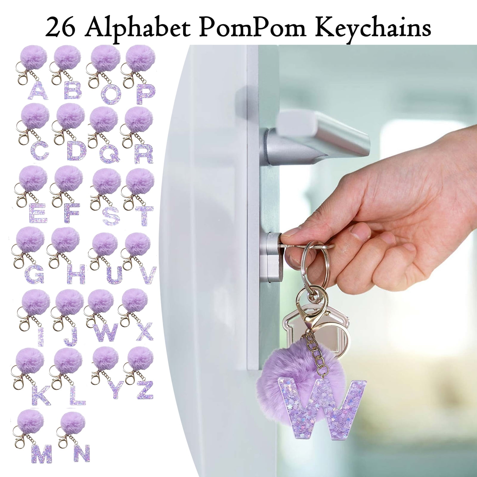 Resin Alphabet Key Rings DIY Purple Velvet 26 Letter Pendant, Initial ...