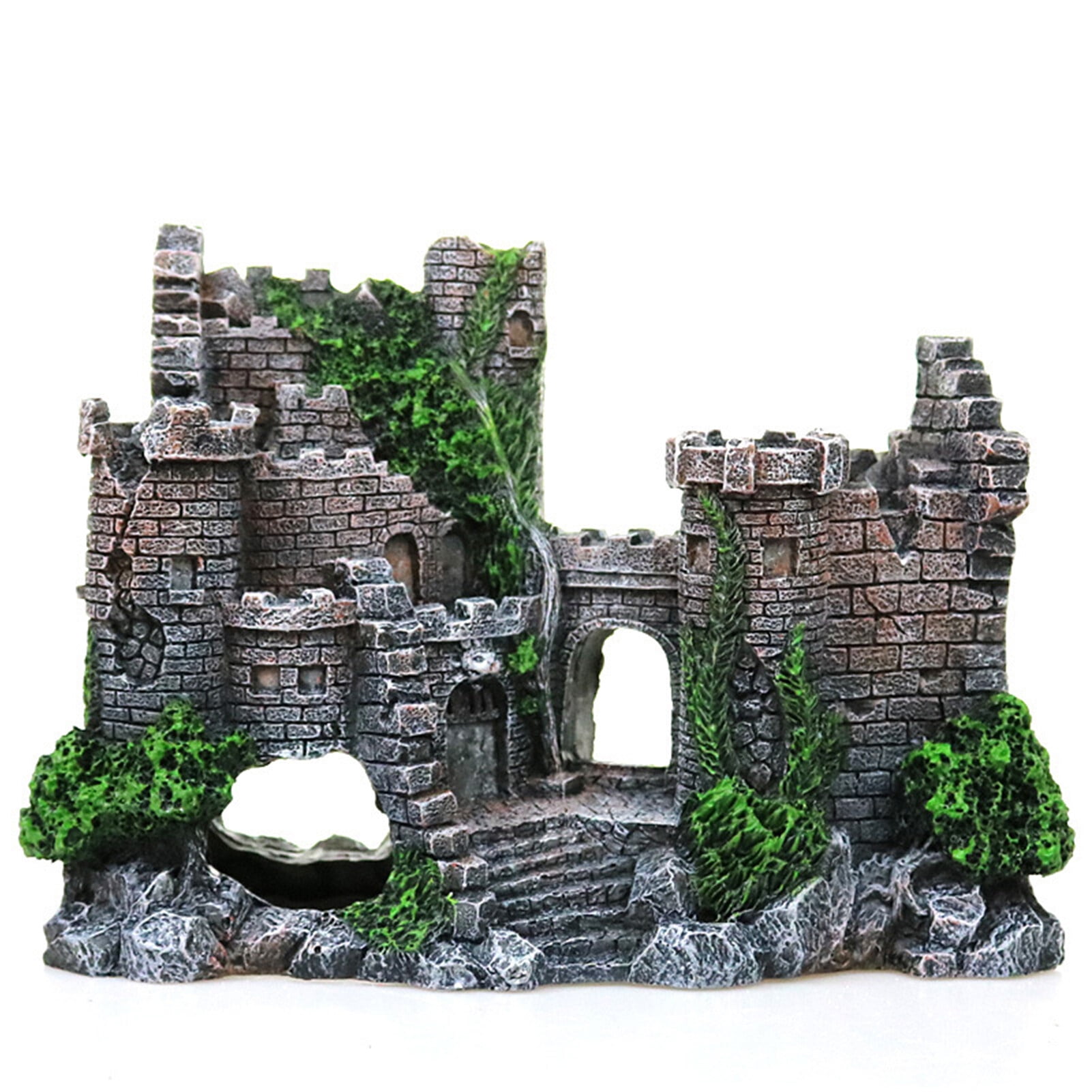 Resin Aquarium Ancient Castle Decoration Aquarium Tank Cavern ...