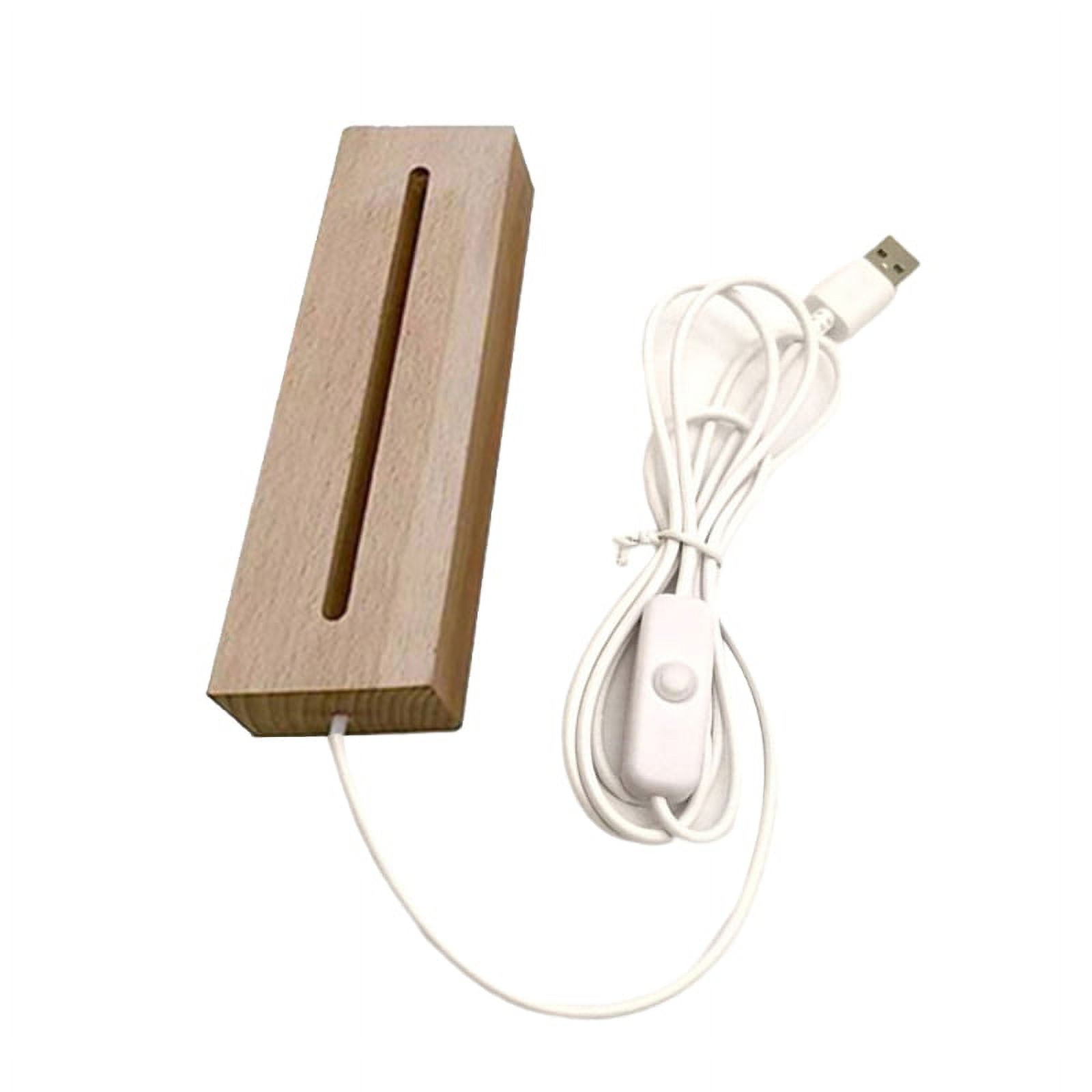 Resin Art Rectangle LED Lights Display Base Pedestal Crystal Wooden ...