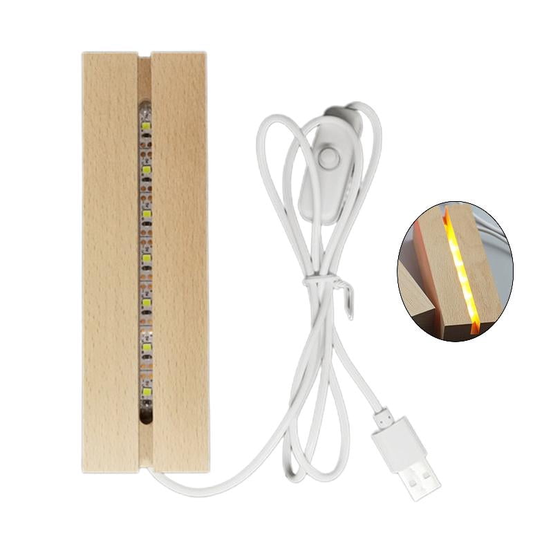 Resin Art Wooden LED Display Stand 3D Night Light Base Holder for Glass ...