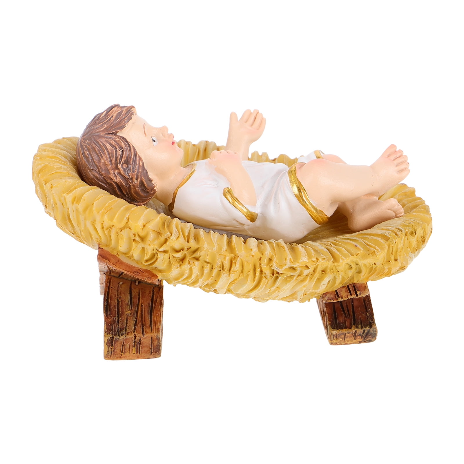 Baby Jesus Sculpture with Manger Resin Craft Statue for Christmas ...