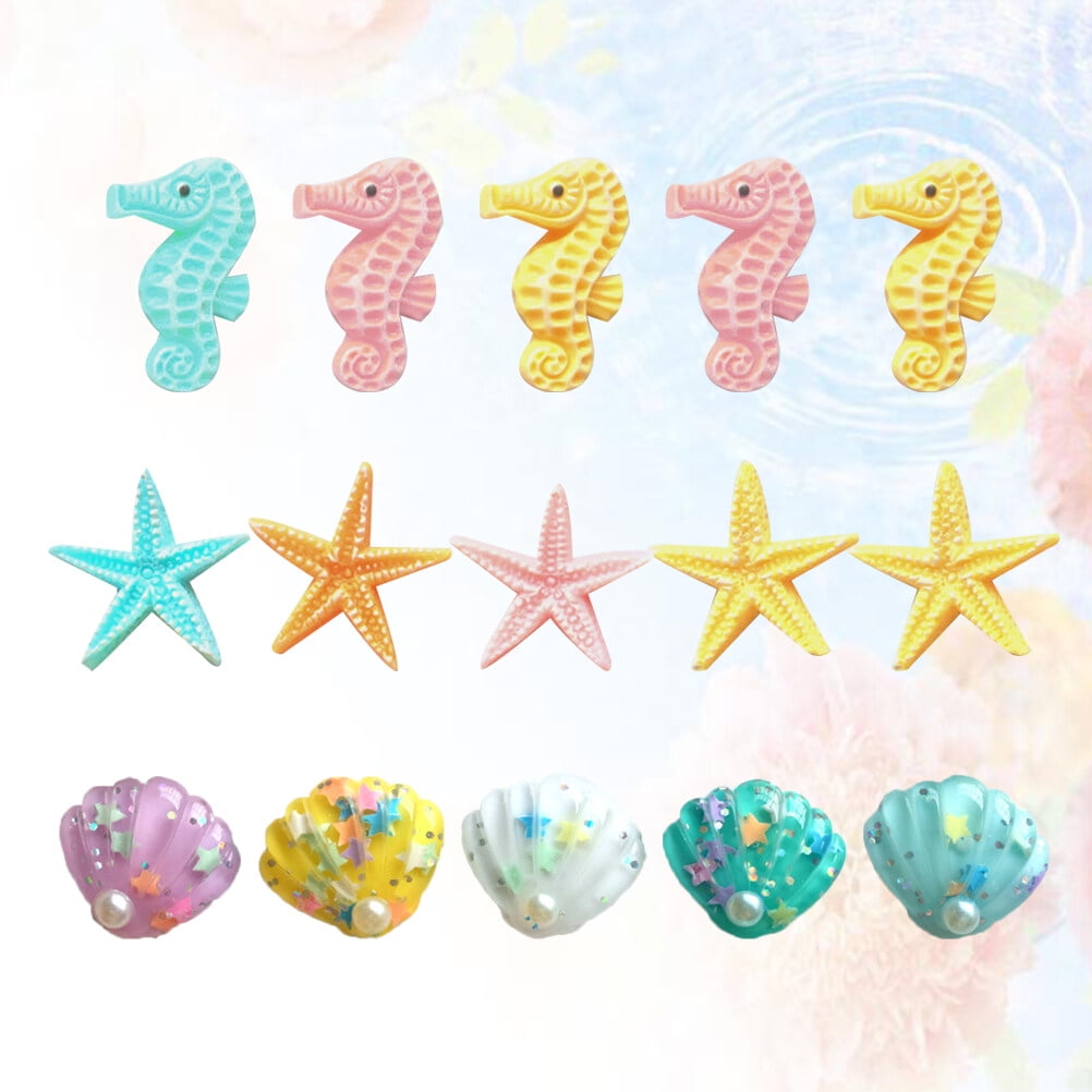 Resin Beach Seashell Charms Nautical Beads Flatback Sea Bonsai Favors ...