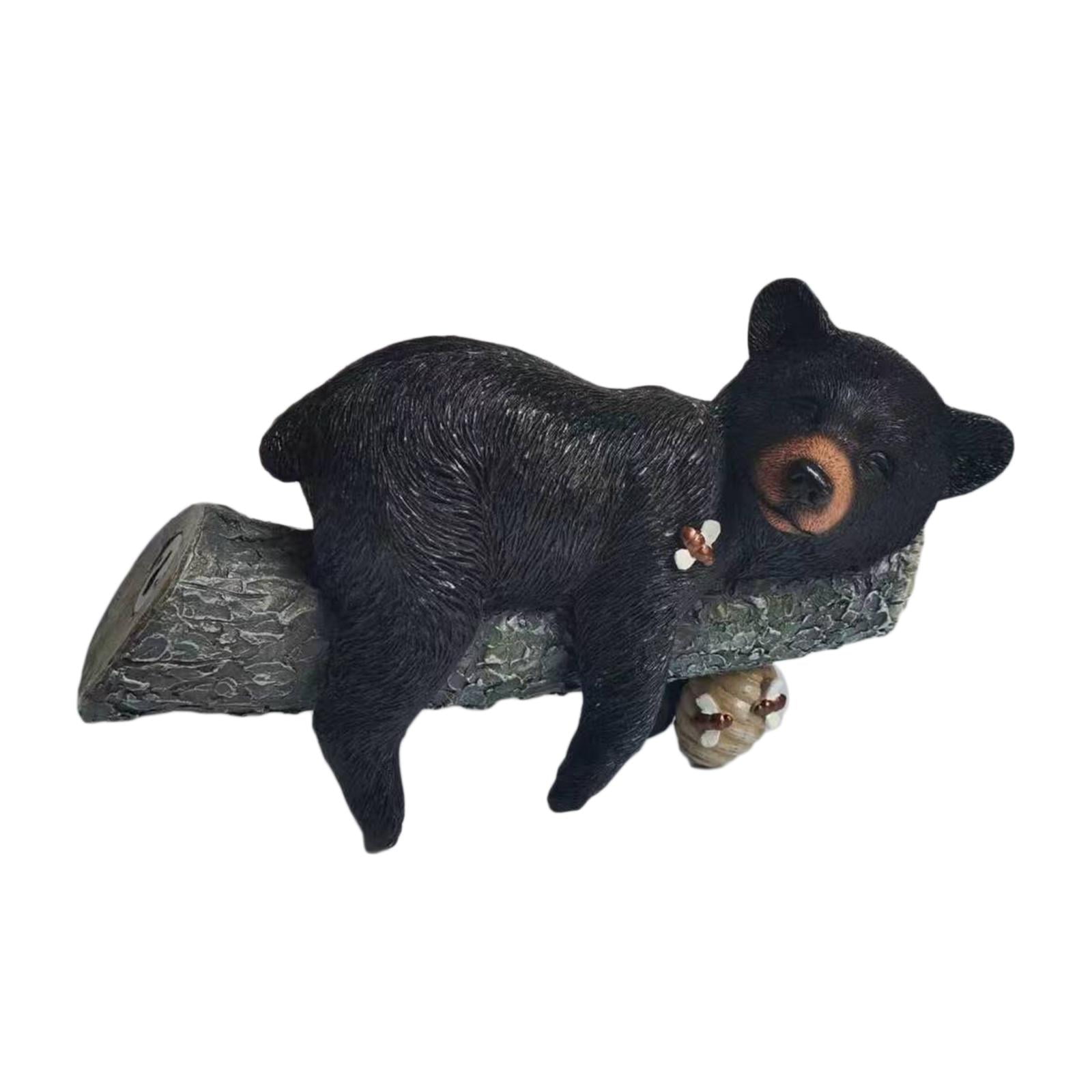 Resin Bear Figurines Bear Lying on Tree Branch Statue, Weatherproof, 10 ...