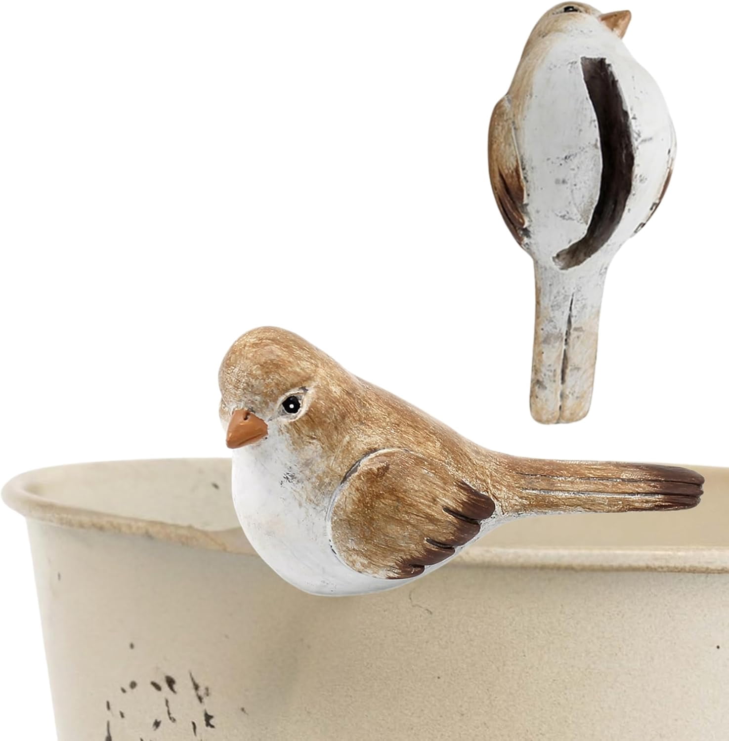 Resin Bird Flower Pot Hugger, Decorative Brown Bird Hanger for Planters ...