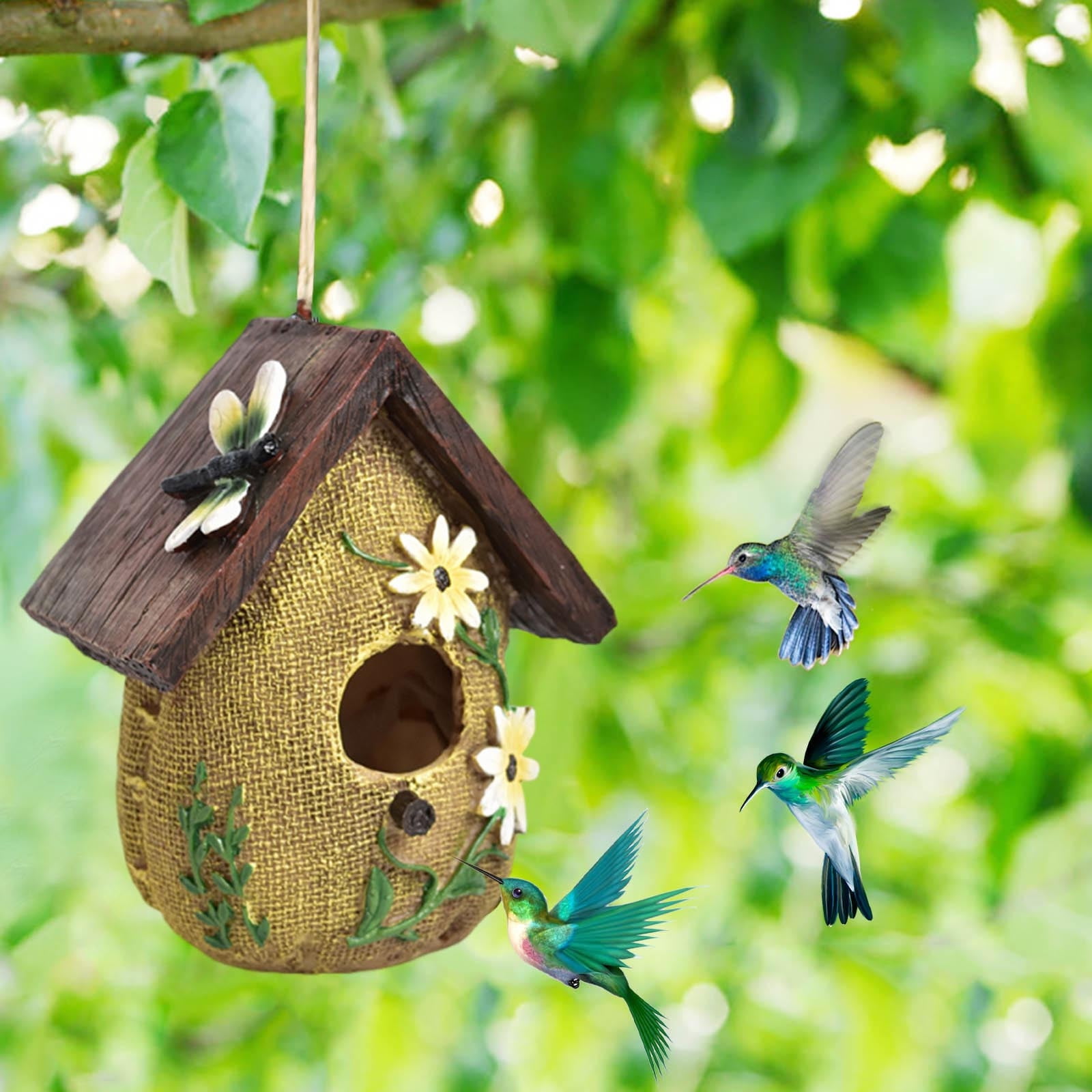 Resin Birdhouse Outdoor Hanging Nest for Garden Décor | Weatherproof ...