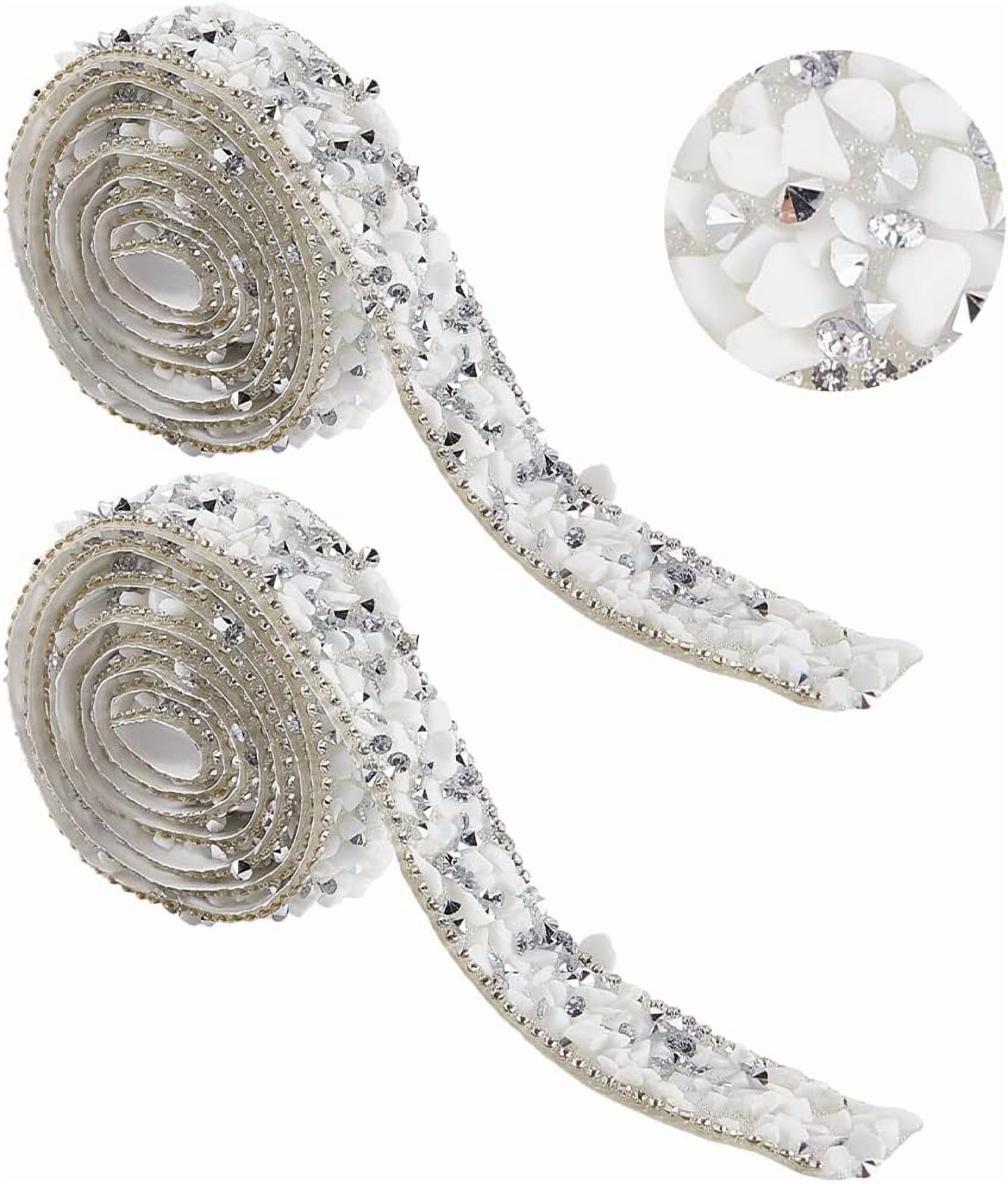 Resin Bling Glitter Rhinestone Tape Rhinestone Ribbons White Self ...