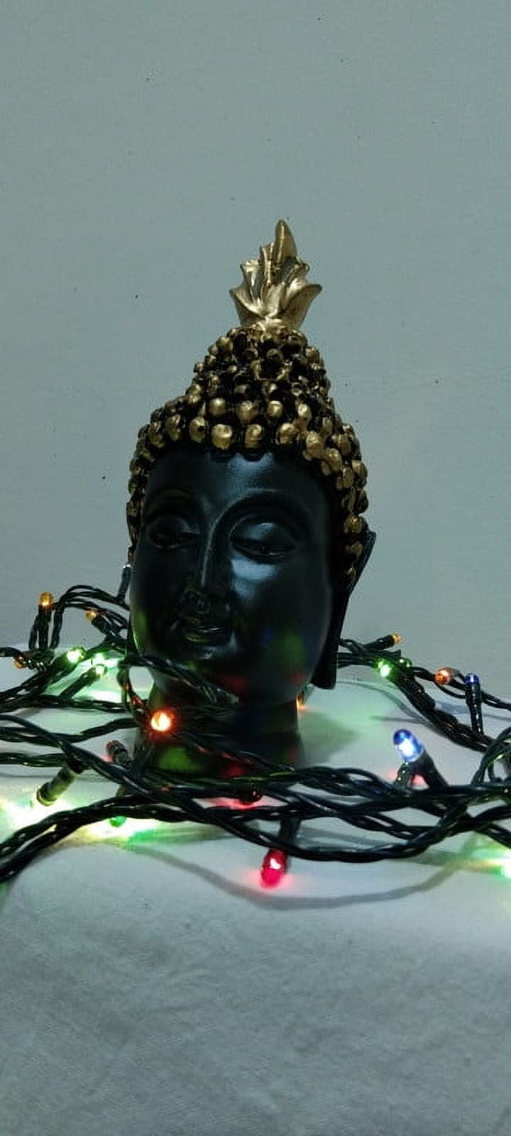 Resin Buddha Head Idol Statue Showpiece with LED Lights(Golden/Black ...