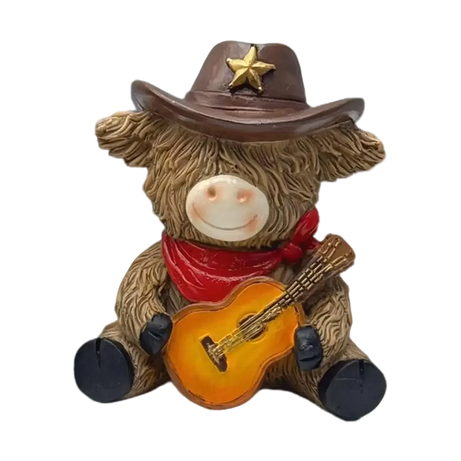 Resin Bull Statue Guitar Decoration, Bull Ornament, Home Garden Patio ...