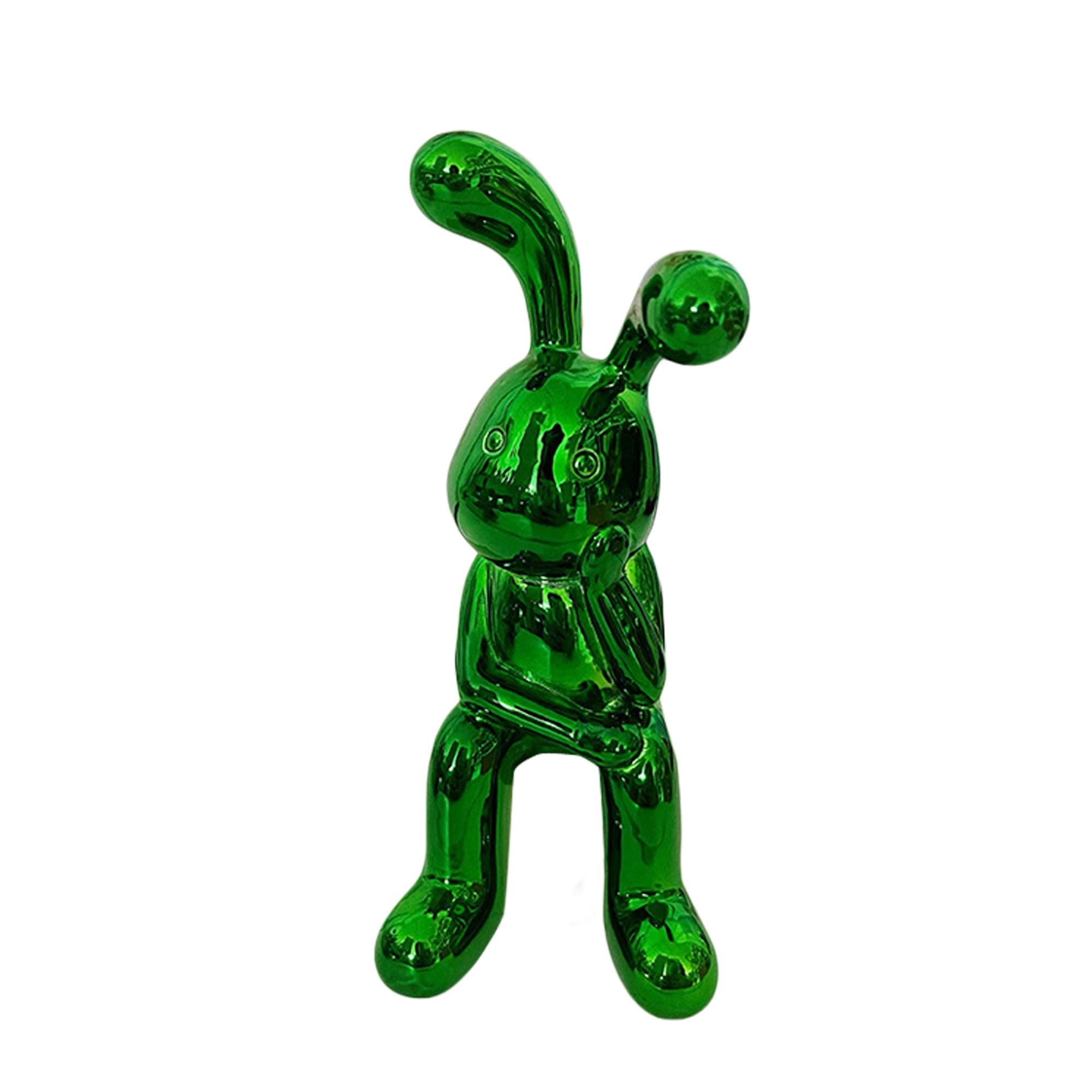 Resin Bunny Figurines Easter Sitting Thinking Rabbit Statue Solid Color ...