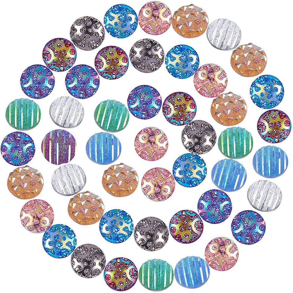 Resin Cabochons Flat Round Mixed Color 12x3~3.5mm diy - Walmart.com