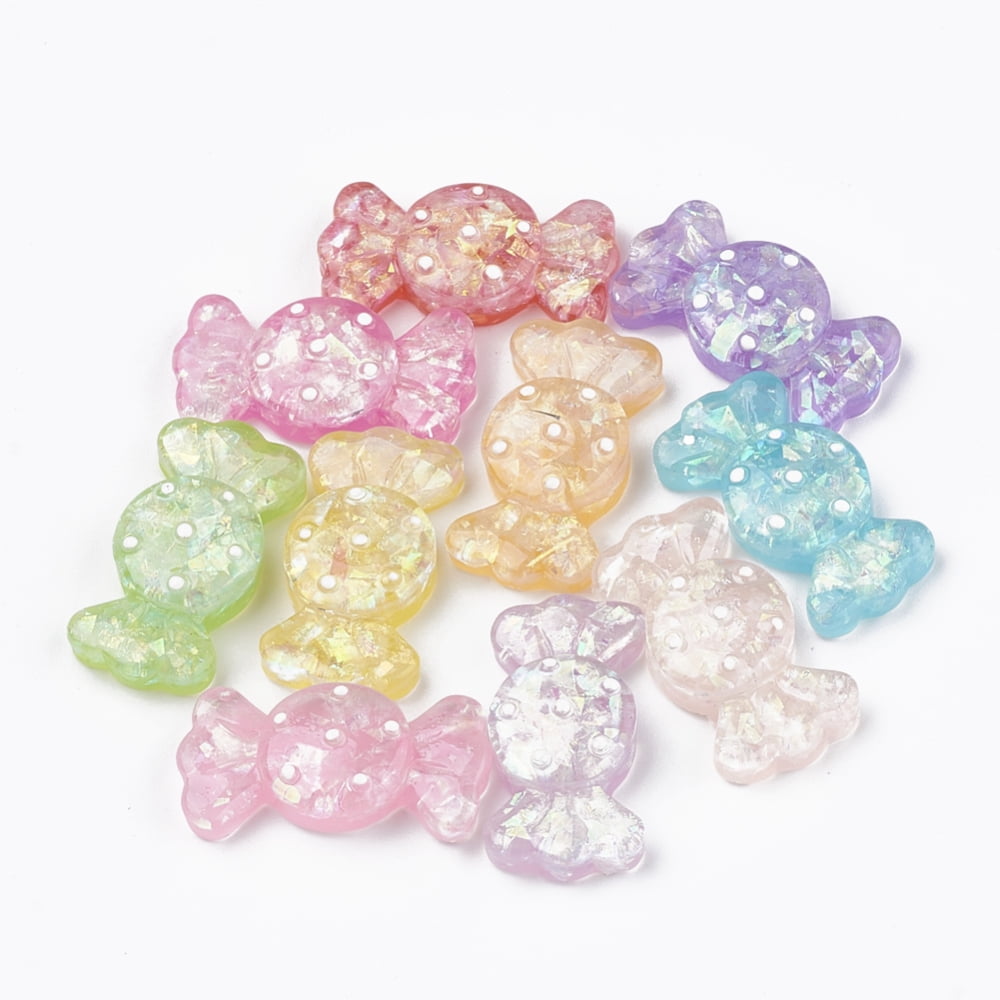 Resin Cabochons with Shell Chip Candy Mixed Color 30.5x15.5x8mm ...