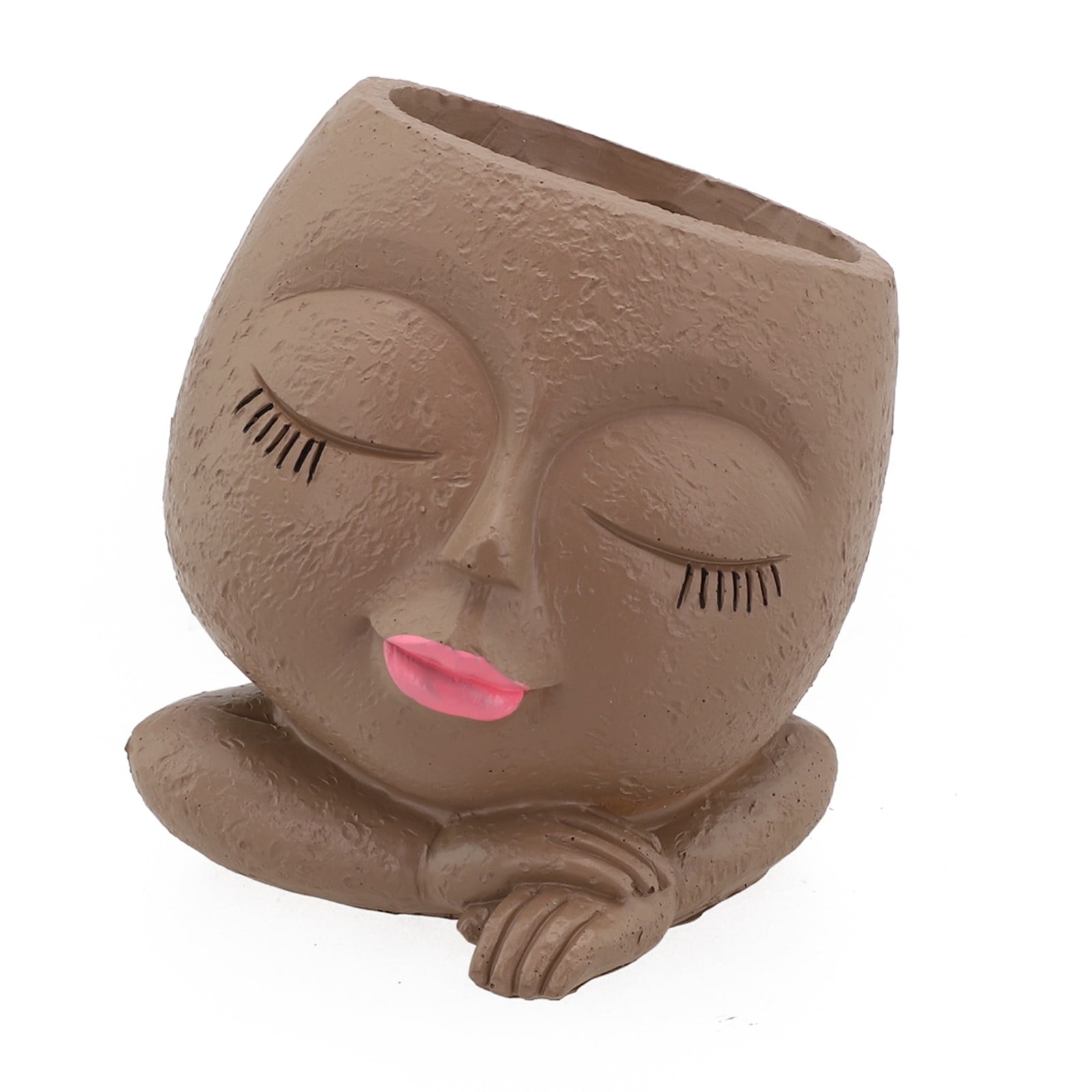 Resin Cartoon Doll Vase for Flower Pot with Closed Eyes Girl Face Head ...