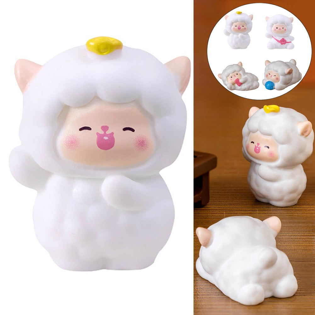 Resin Cartoon Sheep Figurine Landscape Miniature Lamb Knick-knacks ...