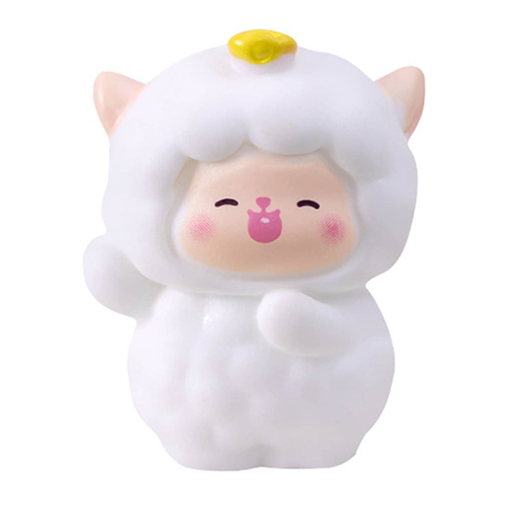 Resin Cartoon Sheep Figurine Miniature Lamb Statue White Outdoor Garden ...