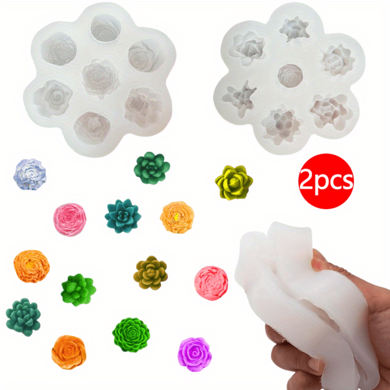 Resin Casting Molds 14 Styles, 3D Flower Silicone Molds for Candle and ...