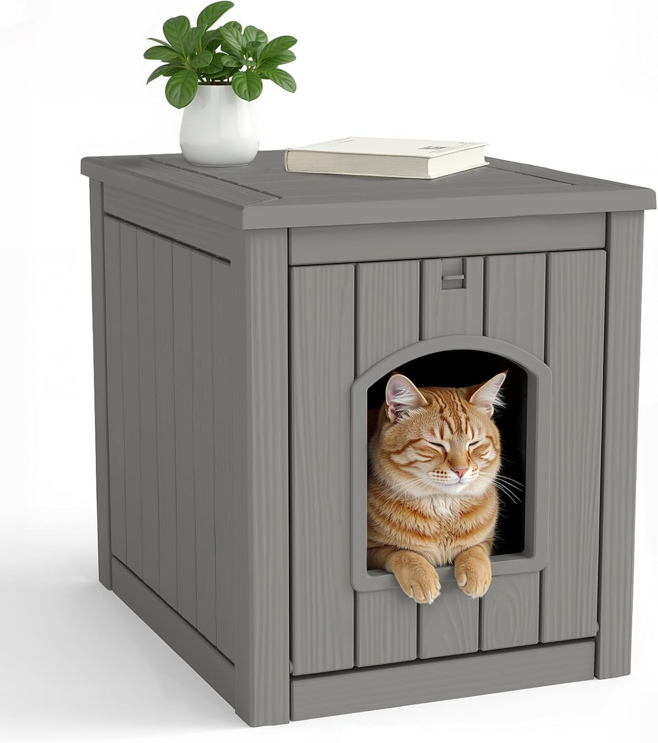 Resin Cat Litter Box Enclosure - Indoor Hidden Waterproof Furniture ...