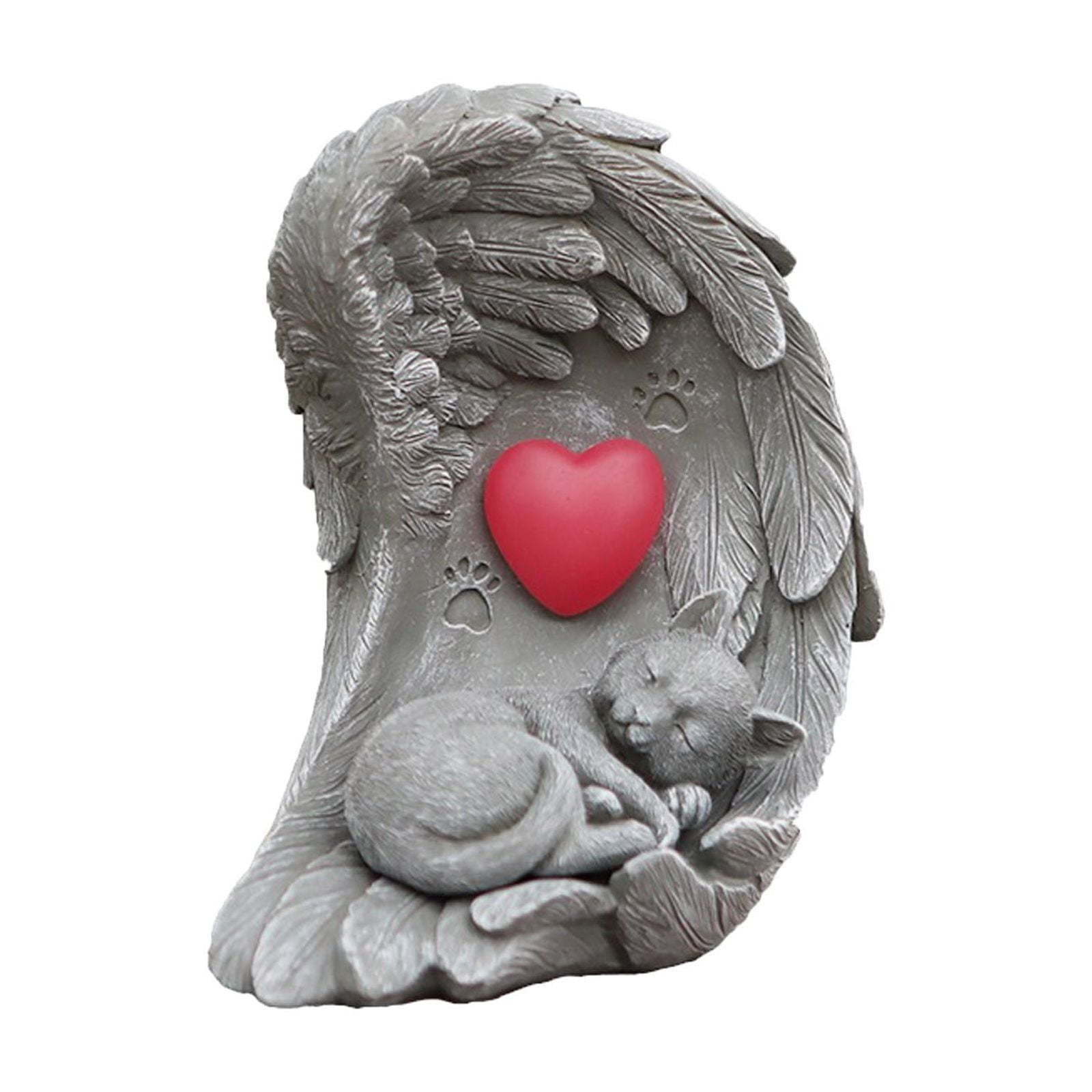 Resin Cat Memorial Statue - Sleeping Pet in Angel Wings, Bereavement ...