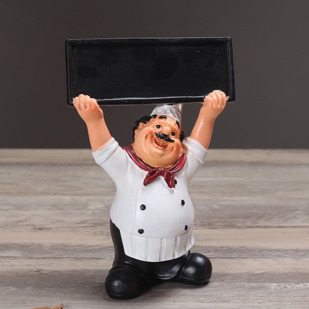 Resin Chef Figures Decorative Cute Chef Figurines Ornament Holding ...