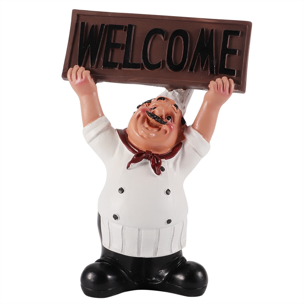 Resin Chef Sculpture Chef Cake Model Coffee Shop Decoration Miniature Figure French Statue Fat ...