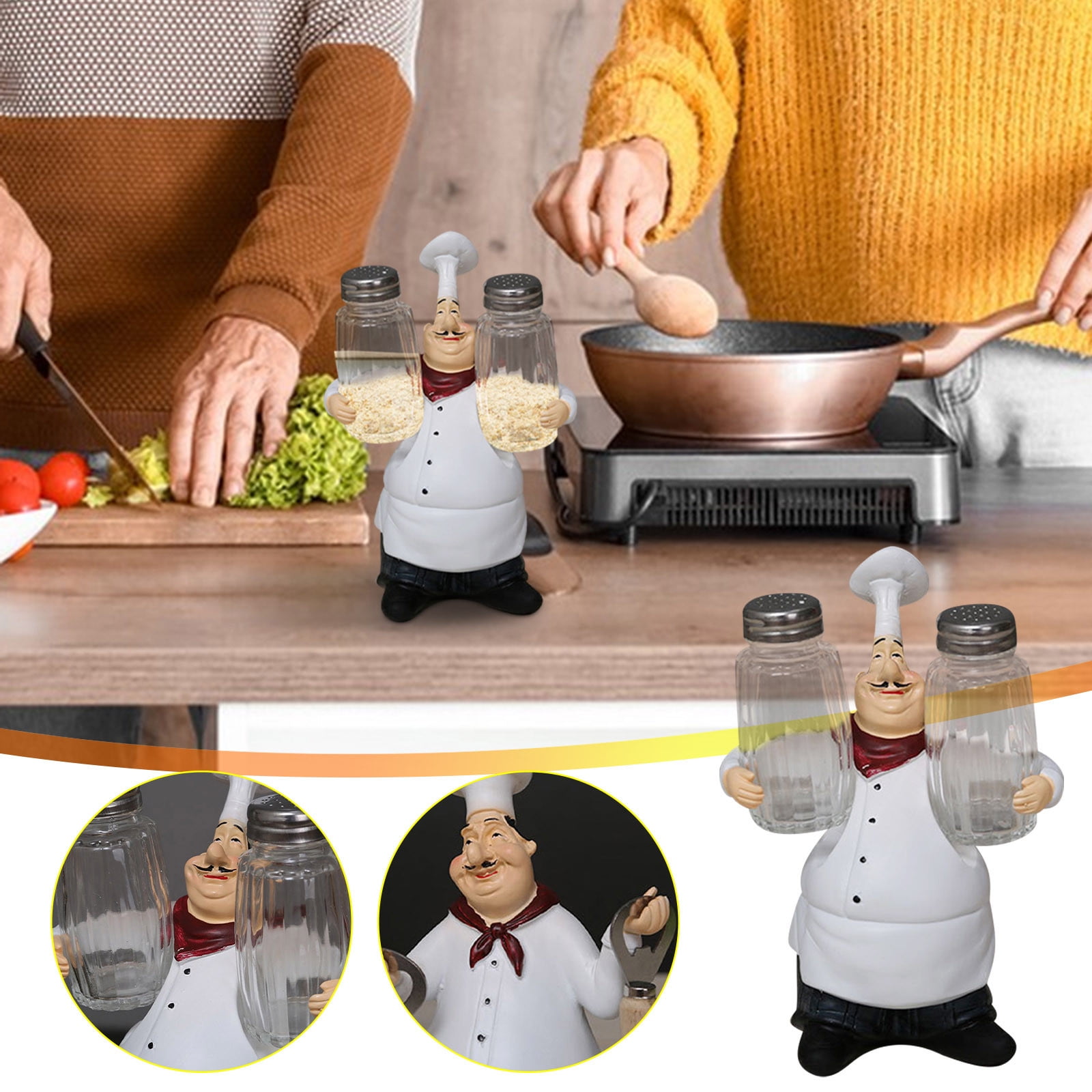Resin Chef Shape Seasoning Bottle Holder | Cute Kitchen Decor with ...