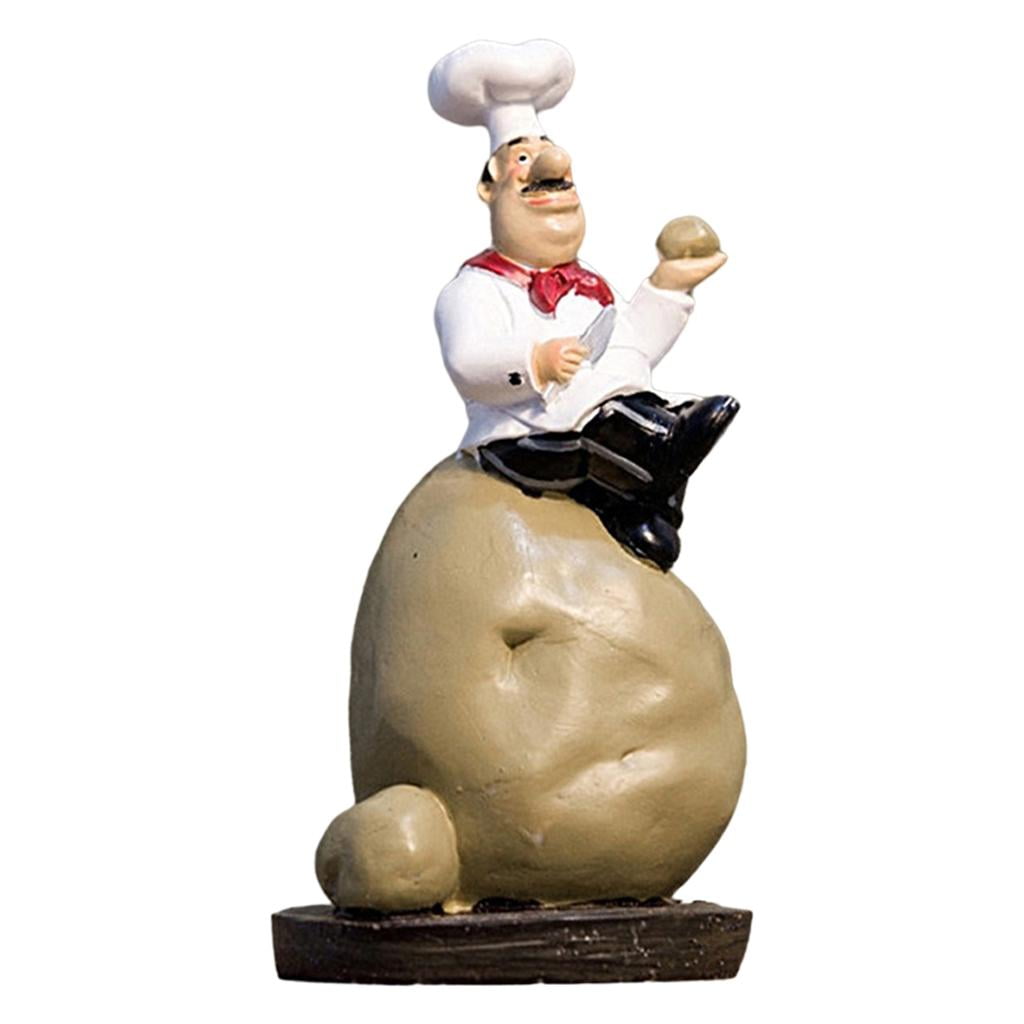 Resin Chef Statue Figurine Kitchen Decor Miniature Ornaments Chef ...