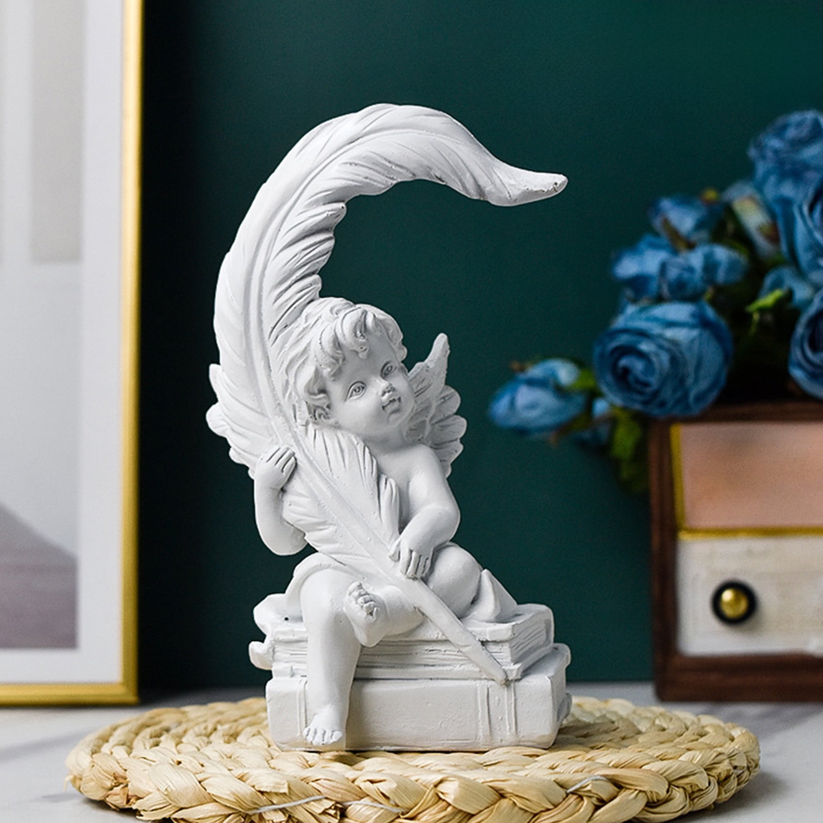 Resin Cherubs White Angel Statue Figurine, Garden Sleeping Cherub ...