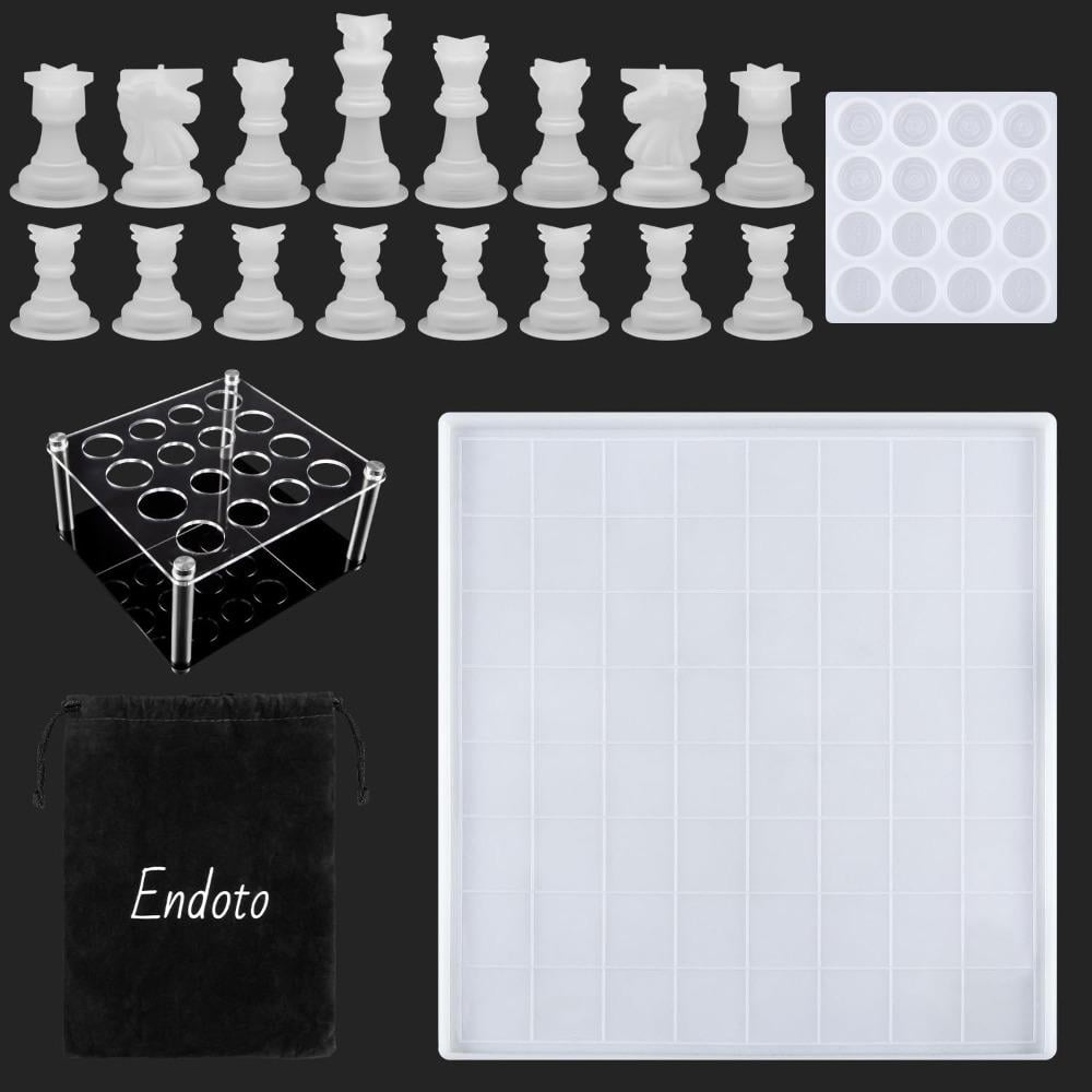 Resin Chess Set with Checkers Board Silicone Mold Set with 1 pack Chess ...