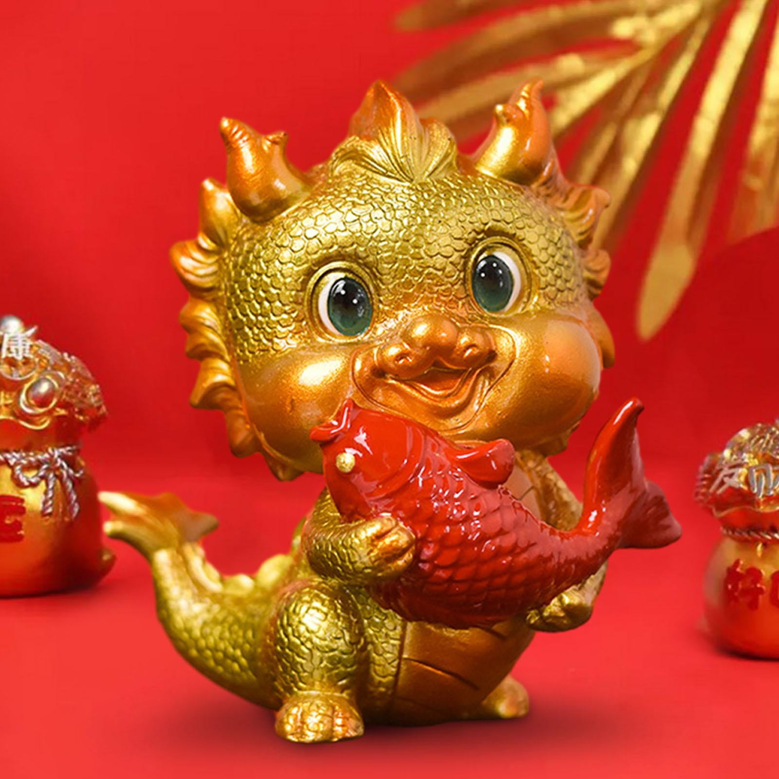 Resin Chinese Dragon Statue Dragon Sculpture for Living Room Bedroom ...