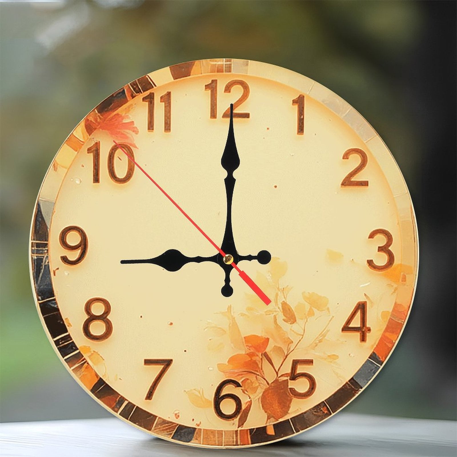 Resin Clock Face Floral Design Wall Clock Replacement 10-Inch Silent ...