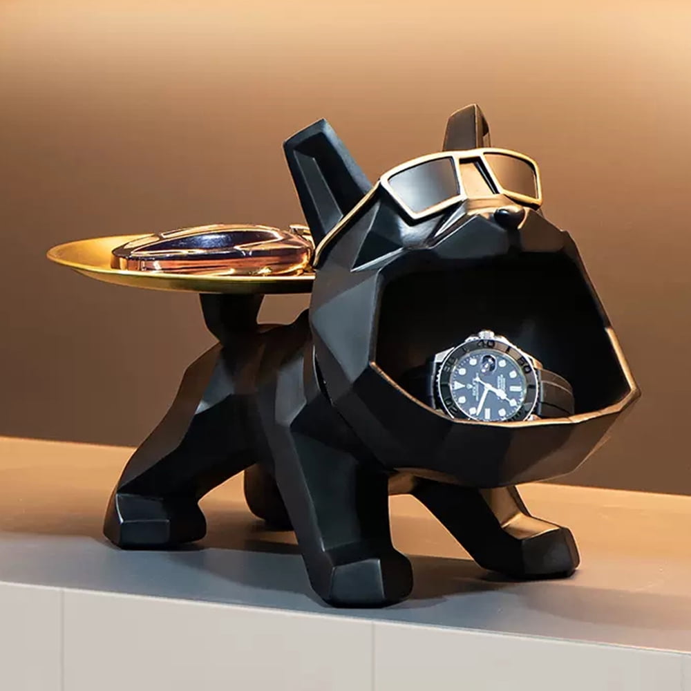 Resin Cool Bulldog Crafts Dog Butler with Tray for Keys Holder Storage ...