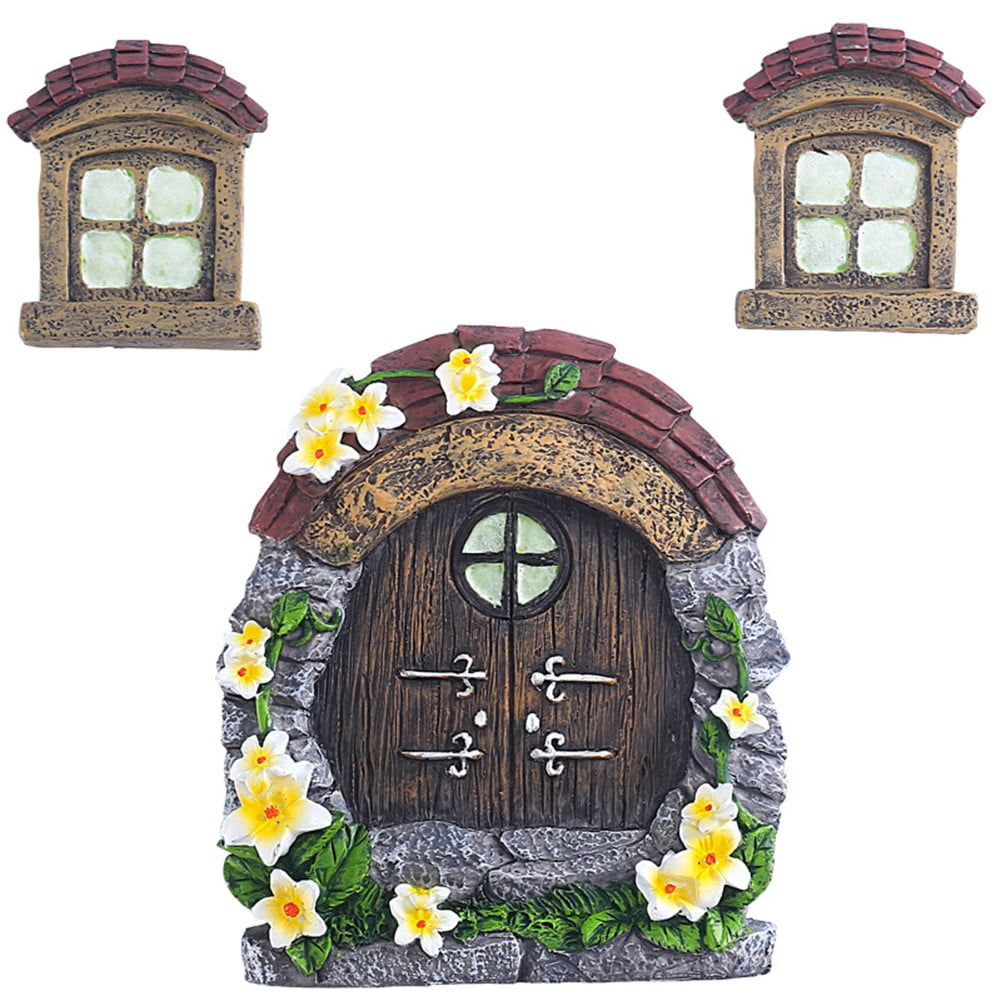 Resin Courtyard Garden Decoration Luminous Doors And Windows Tree ...