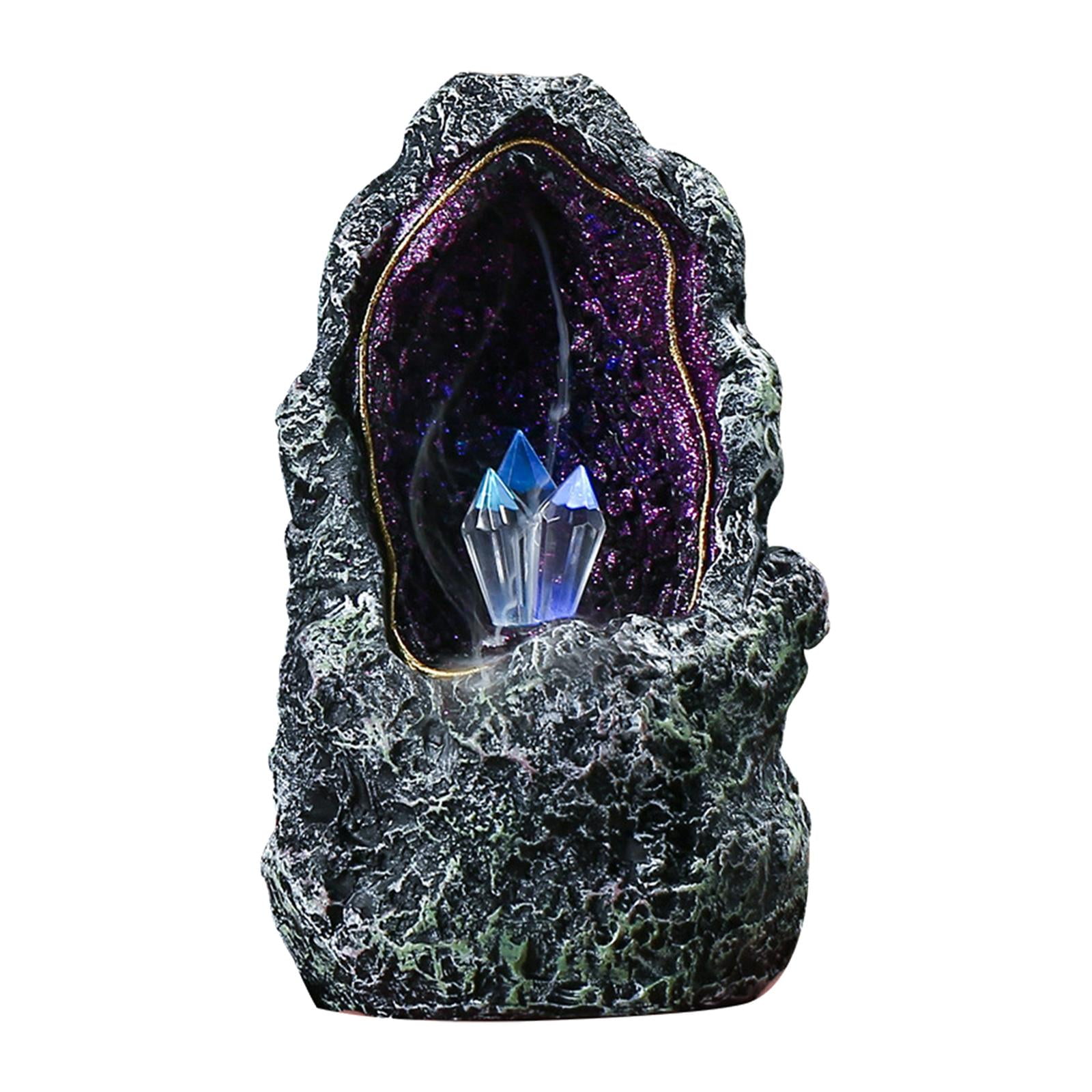 Resin Crafts Backflow Burner Waterfall Cones Holder LED Lights Statue ...