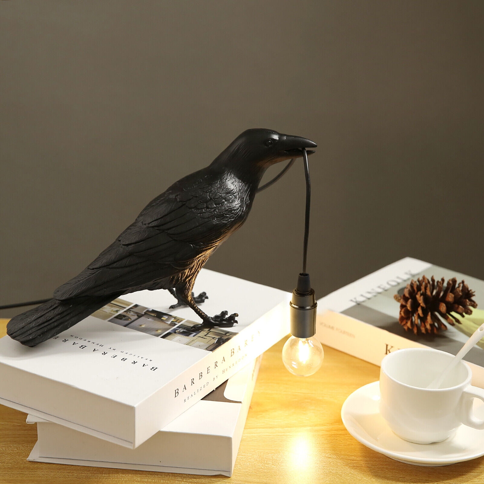 Resin Crow Desk Lamp Raven Table Lamp Adjustable Brightness with Bulb ...