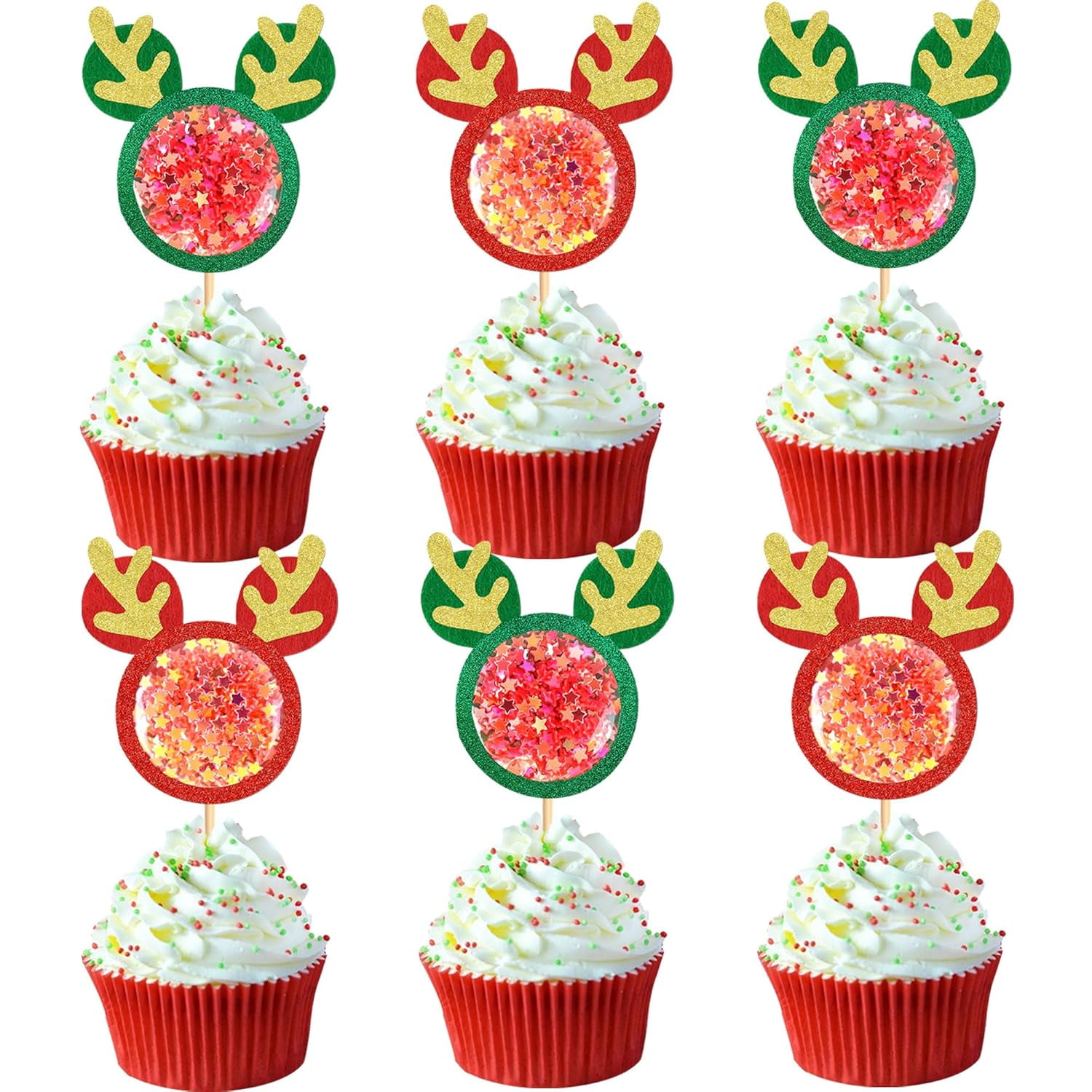Resin Cupcake Toppers Santa Claus Snowman Christmas Tree Picks for ...