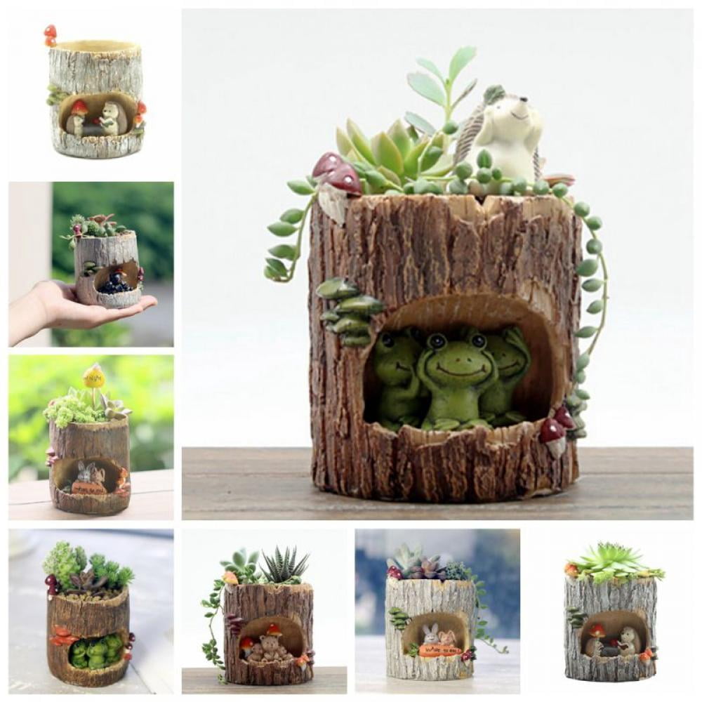 Resin Cute Succulent Pots with Drainage,Mini Pots for Plants,Succulent ...